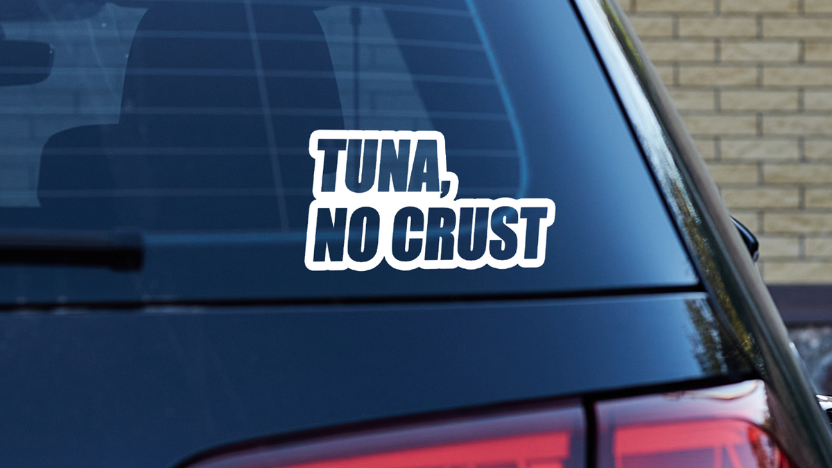 TUNA, NO CRUST decal - White gloss die cut – Jet 1 Industries